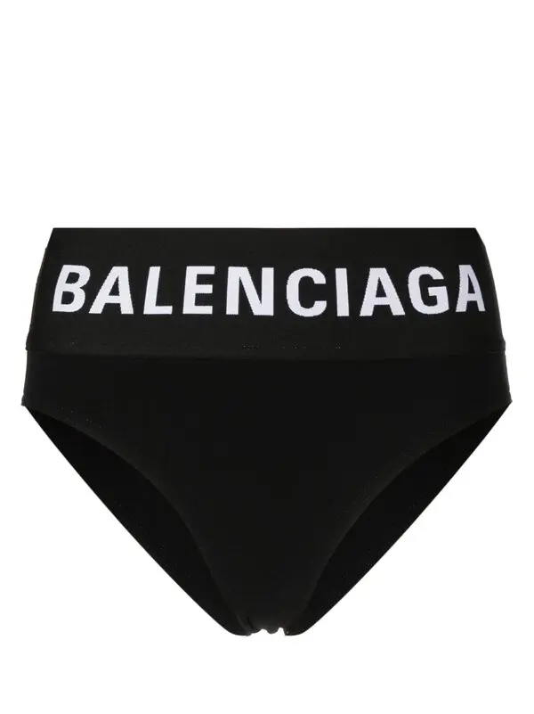 Balenciaga High-waisted Logo-band Briefs - Black