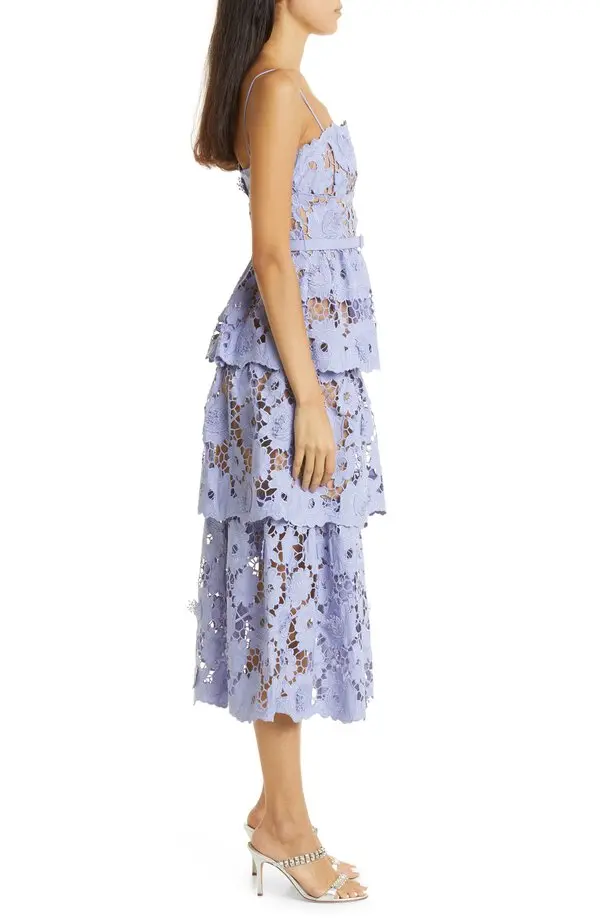 knee length dresses for ladies Self-Portrait - Cream 3D Flower Polka Dot Midi Dress main image 0