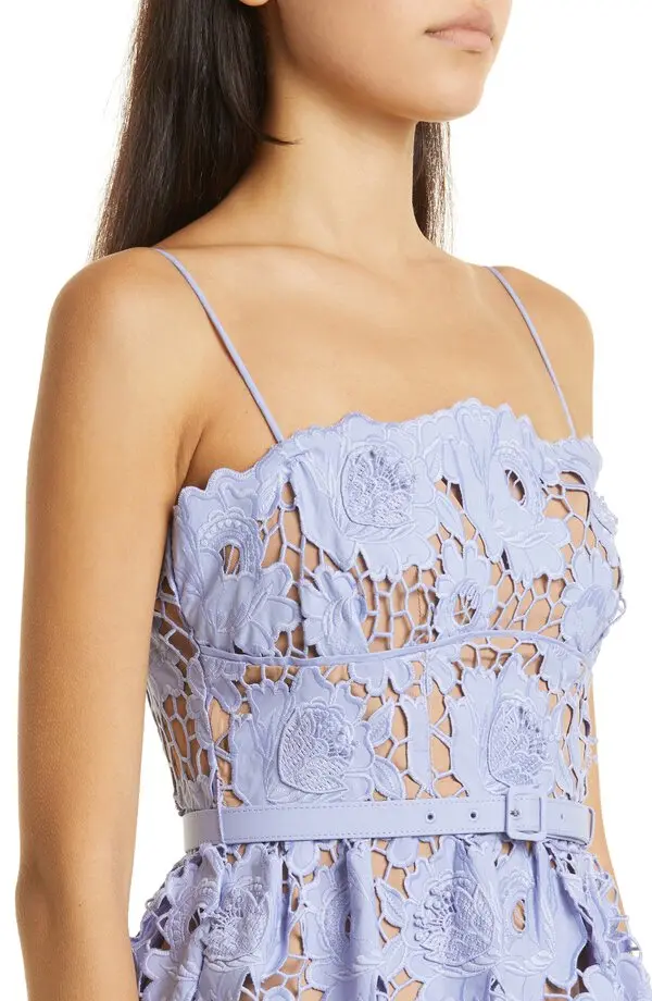 Self-Portrait 3d Floral Lace Tiered Cotton Midi Dress In Purple - 61% Off |  Editorialist