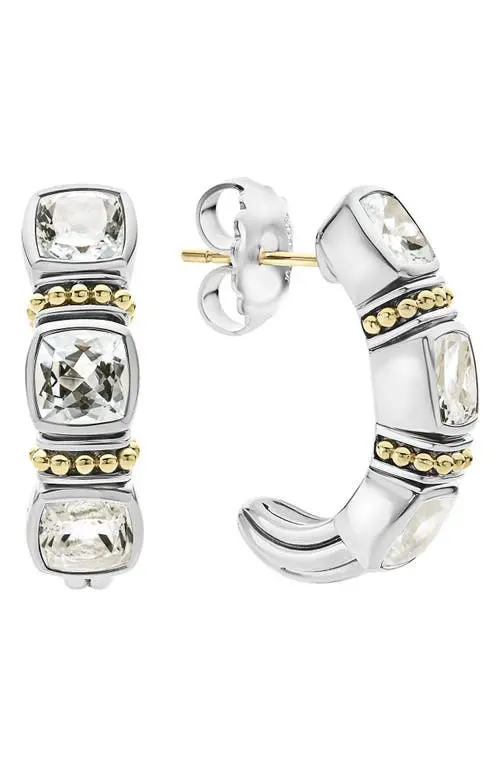 Lagos Caviar White Topaz Hoop Earrings - Gold