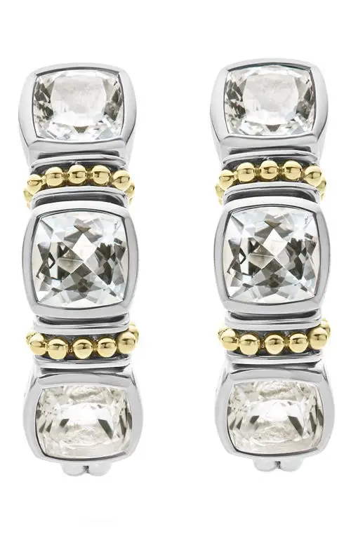 Lagos Caviar White Topaz Hoop Earrings - Gold
