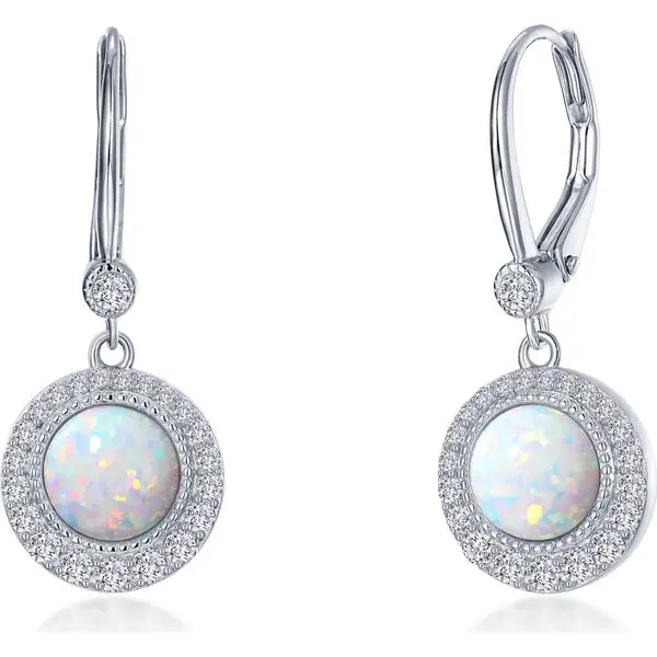 Lafonn Simulated Opal And Simulated Diamond Drop Earrings - White
