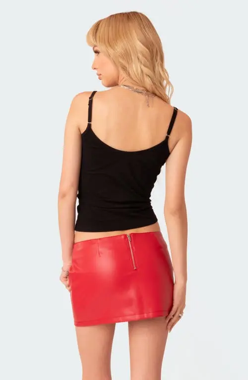 EDIKTED Noa Low Rise Faux Leather Mini Skirt
