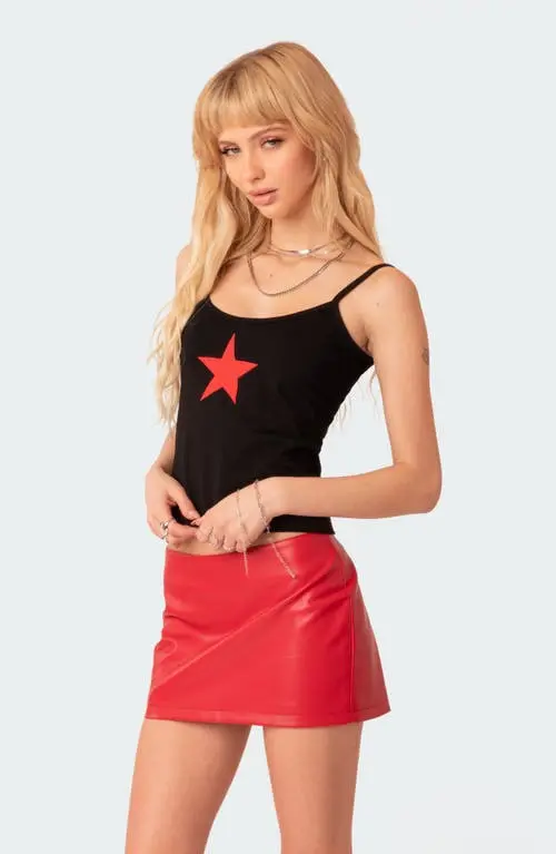 EDIKTED Noa Low Rise Faux Leather Mini Skirt