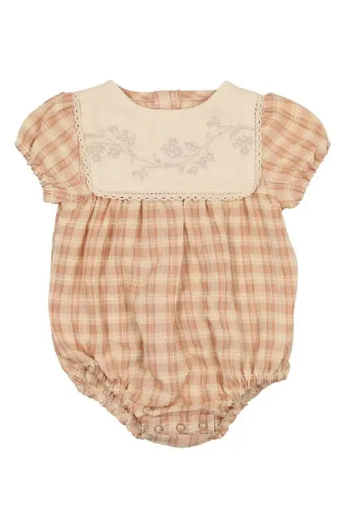 MANIÈRE Print Cotton Knit Bubble Romper - Peach