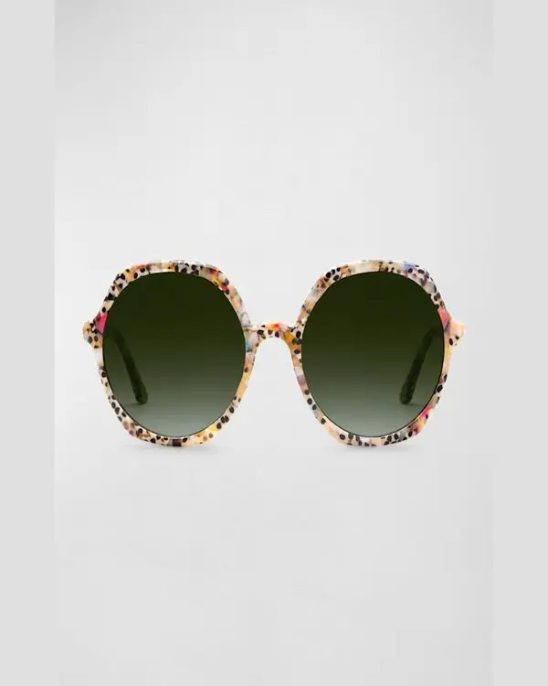 Krewe Sophia Round Multi-Color Acetate Sunglasses - Poppy  display picture 2