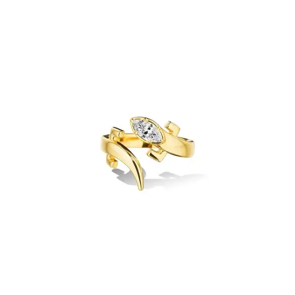 CADAR Yellow Origin Bypass Ring With White Diamond