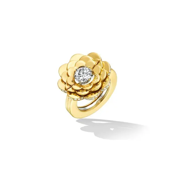 CADAR Tu Trio 18k Yellow Flower Engagement Ring | Flower Ring Enhancer