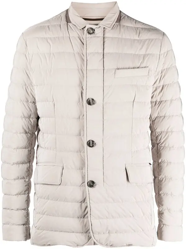 MOORER Calf Leather Button-up Coat - Neutrals