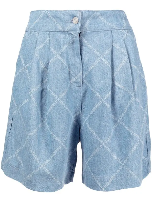 Karl Lagerfeld Logo-print Denim Shorts - Blue
