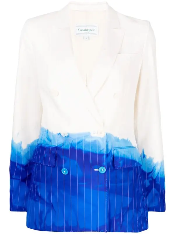 STAIN SHADE Tie-dye Wool Blazer - White