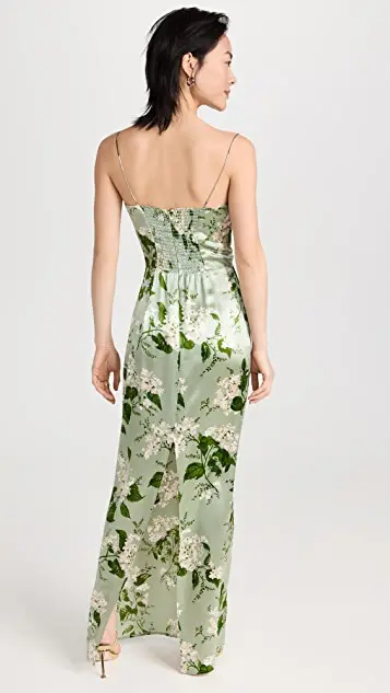 reformation frankie silk dress tea garden Reformation Frankie Silk Dress In Tea Garden - 63% Off