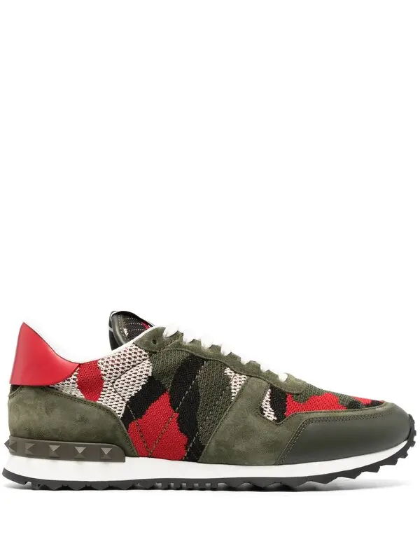 Valentino Garavani Camouflage Rockrunner Low-top Sneakers - Green