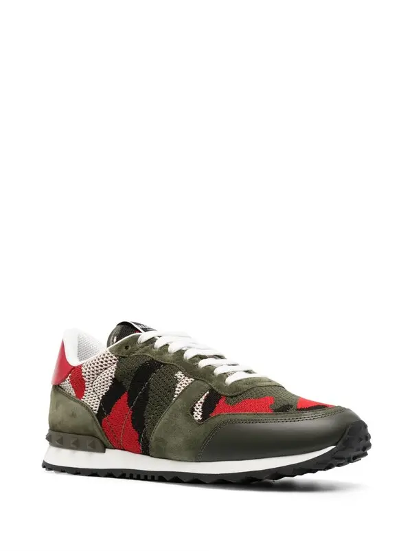 Valentino Garavani Camouflage Rockrunner Low-top Sneakers - Green