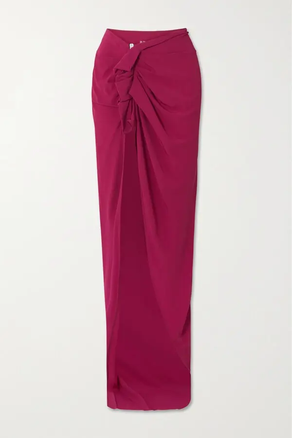 Rick Owens Gathered Asymmetric Crepe Maxi Skirt - Pink