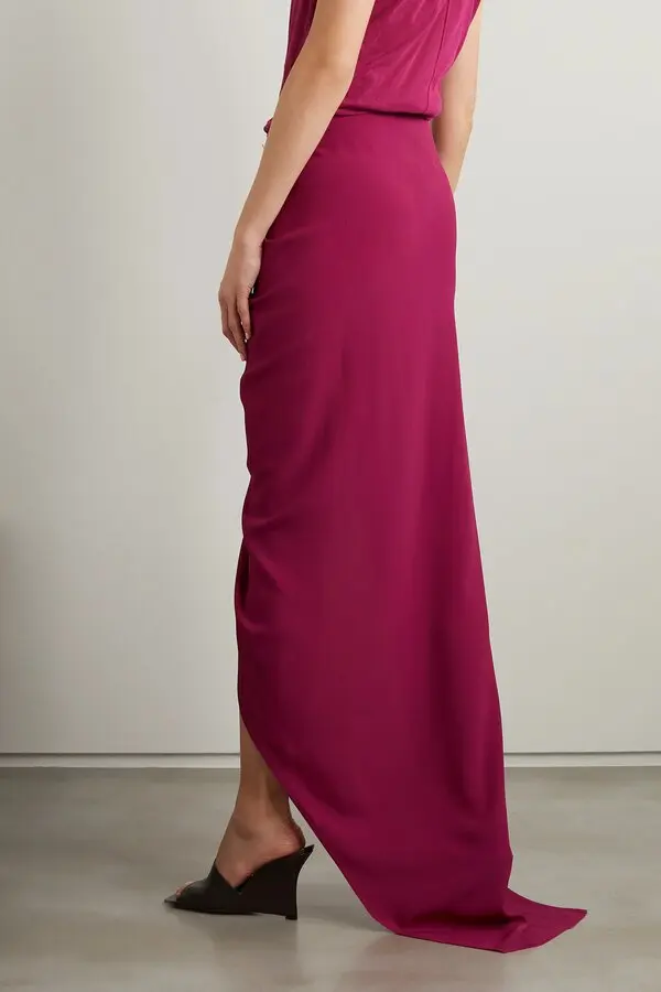 Rick Owens Gathered Asymmetric Crepe Maxi Skirt - Pink