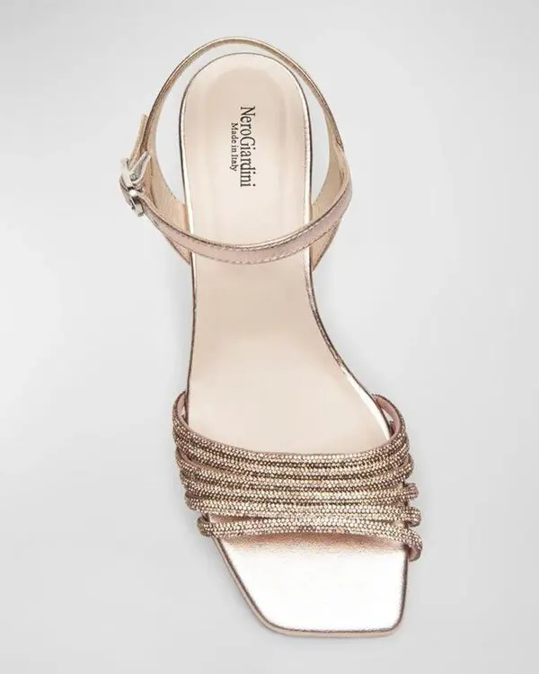 NEROGIARDINI Metallic Bling Ankle-strap Sandals - Rsgold