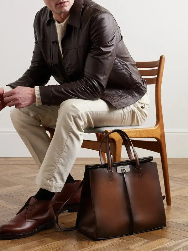 Berluti Luti 38 Venezia Leather Tote Bag