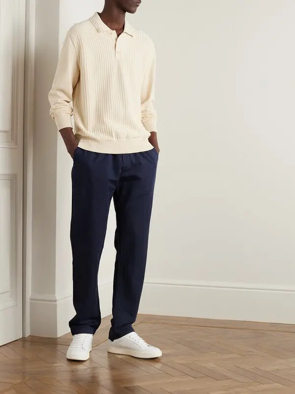 Sunspel Straight-leg Cotton And Linen-blend Drawstring Trousers