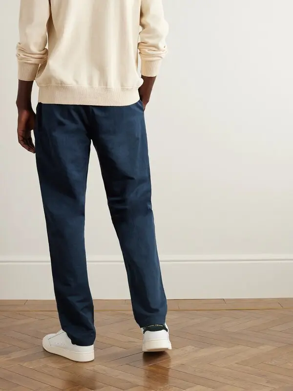Sunspel Straight-leg Cotton And Linen-blend Drawstring Trousers
