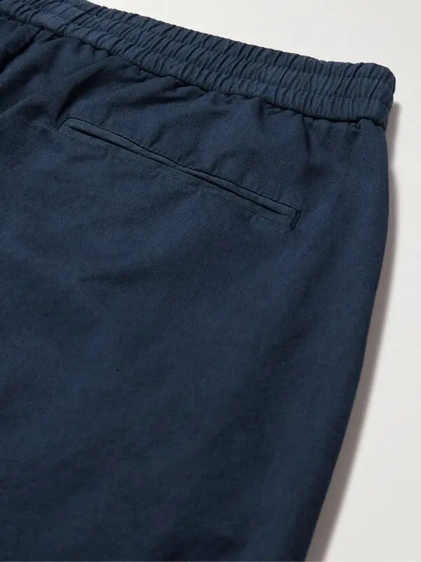 Sunspel Straight-leg Cotton And Linen-blend Drawstring Trousers