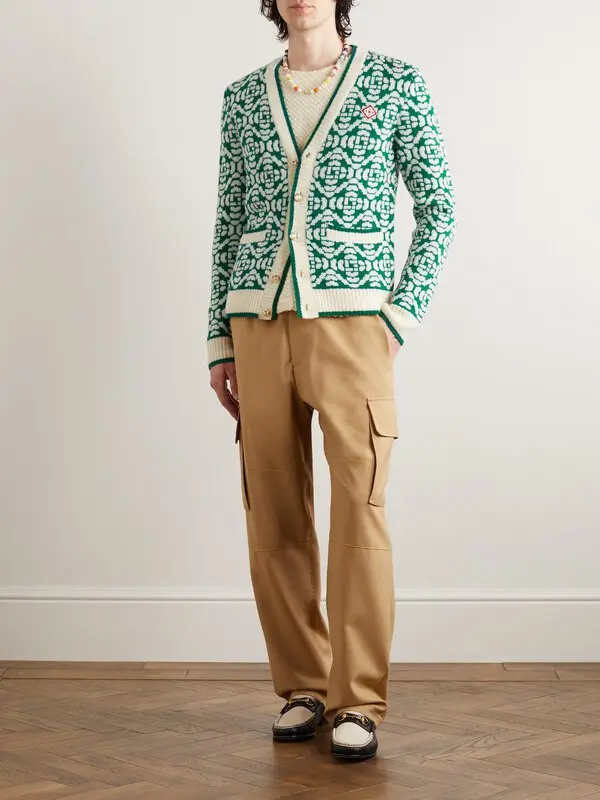 Casablanca Green & White Jacquard カーディガン Casablanca Green