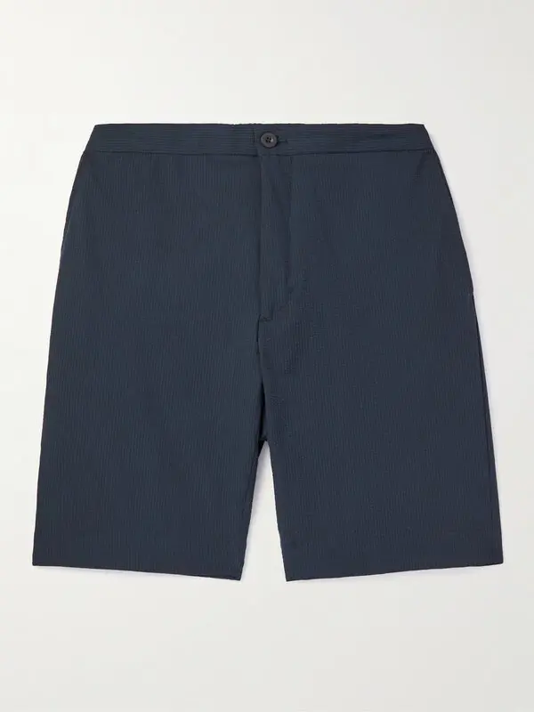 SLOWEAR Straight-leg Seersucker Shorts