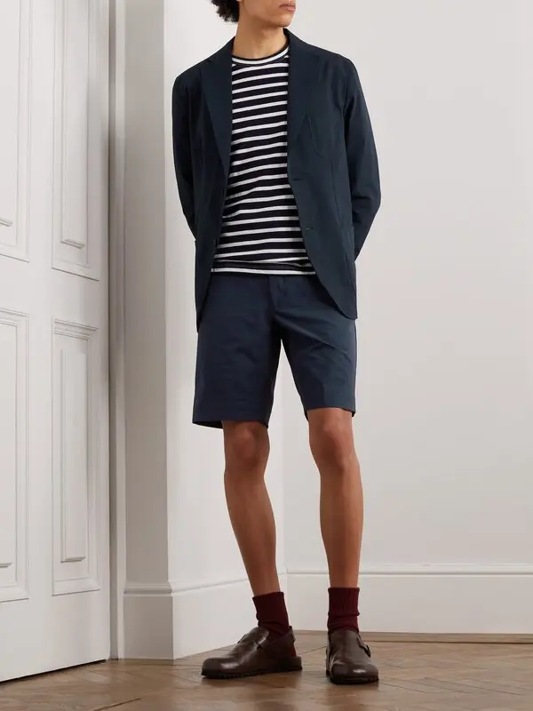 SLOWEAR Straight-leg Seersucker Shorts