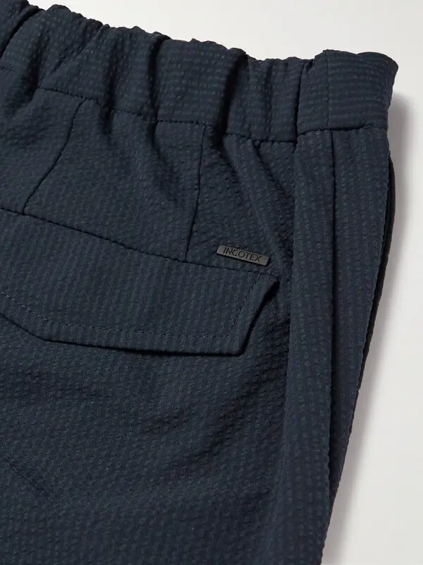 SLOWEAR Straight-leg Seersucker Shorts