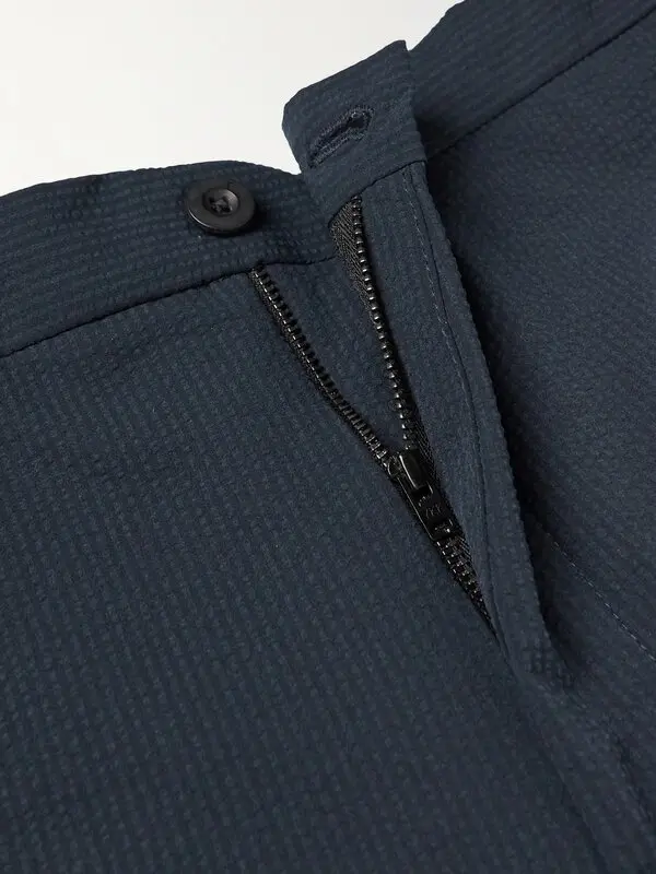 SLOWEAR Straight-leg Seersucker Shorts