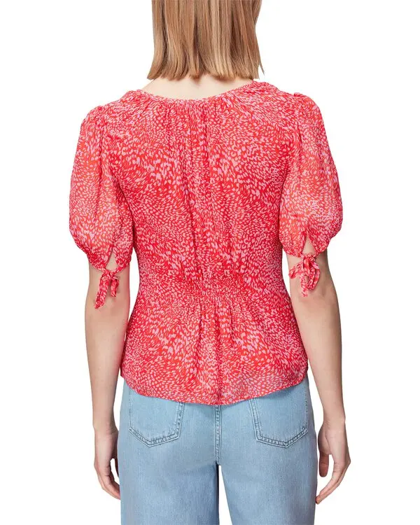 Whistles Diagonal Leopard Print Puff Sleeve Top