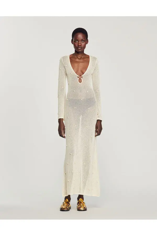 white mesh sequin dress Glimmering Queen Luxe- Feathers/Mesh/Sequin Floor Length Dress (3 colors)