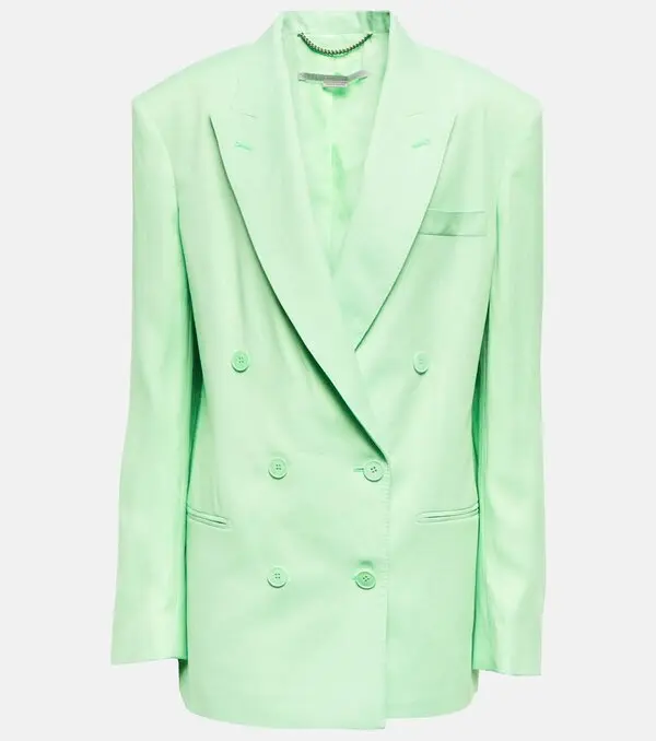 Stella McCartney Double-breasted Linen-blend Blazer - Green