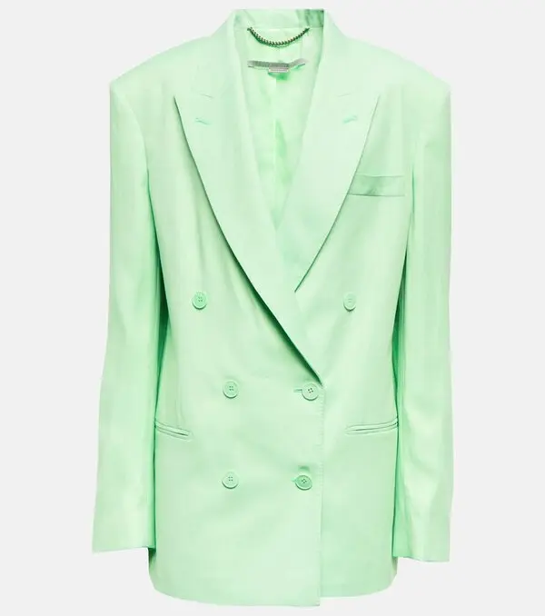 Stella McCartney Double-breasted Linen-blend Blazer - Green