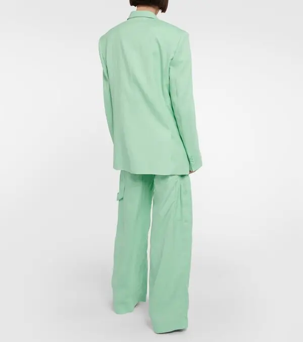 Stella McCartney Double-breasted Linen-blend Blazer - Green