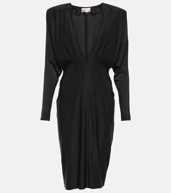 Alexandre Vauthier Satin Midi Dress - Black