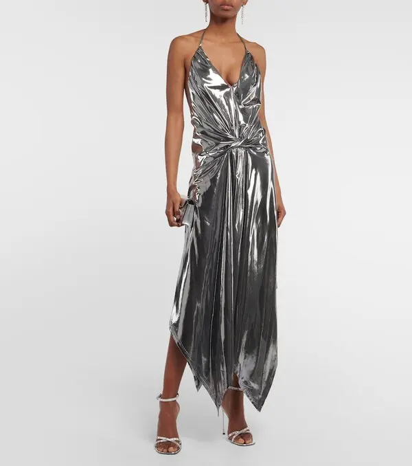 Alexandre Vauthier Halterneck Midi Dress - Metallic
