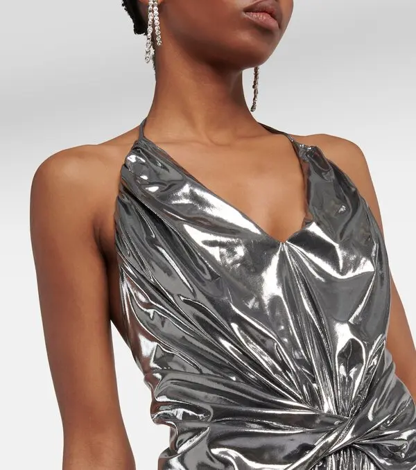 Alexandre Vauthier Halterneck Midi Dress - Metallic