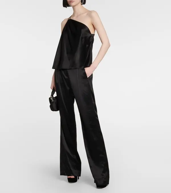 THE SEI One-shoulder Silk Satin Top