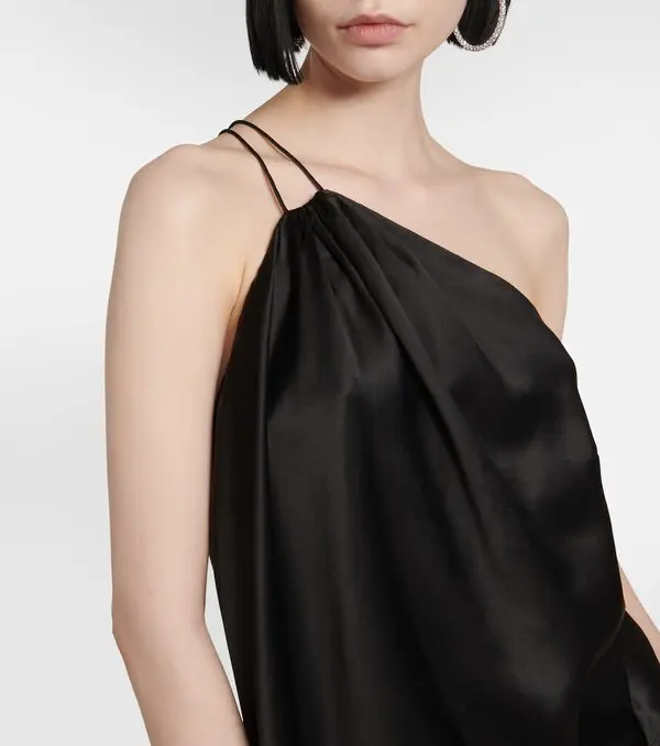 THE SEI One-shoulder Silk Satin Top