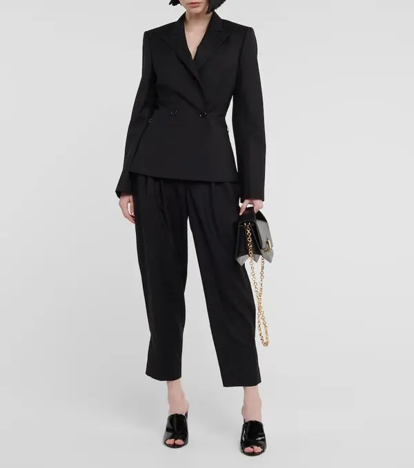 Alaïa Herringbone Tapered Wool Trousers