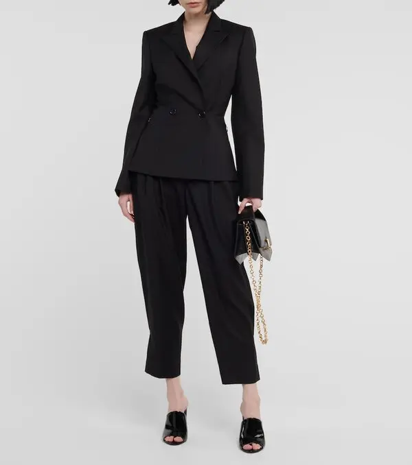 Alaïa Herringbone Wool Gabardine Double-breasted Blazer