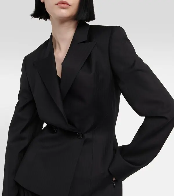 Alaïa Herringbone Wool Gabardine Double-breasted Blazer