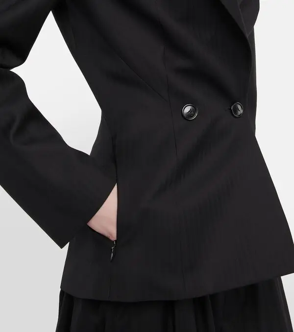 Alaïa Herringbone Wool Gabardine Double-breasted Blazer