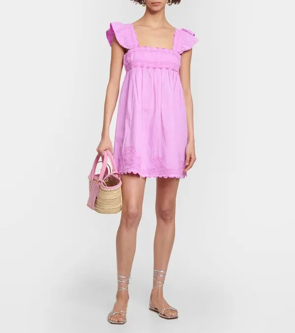 JULIET DUNN Embroidered Cotton Poplin Minidress