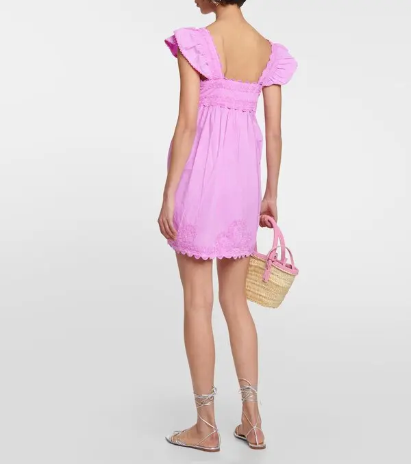 JULIET DUNN Embroidered Cotton Poplin Minidress