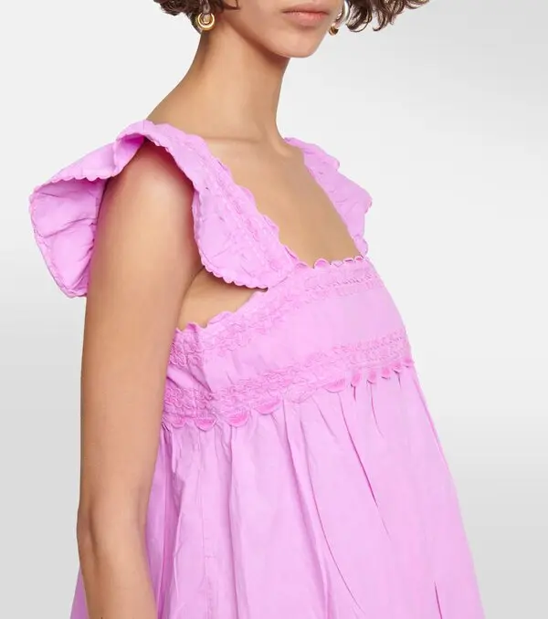 JULIET DUNN Embroidered Cotton Poplin Minidress