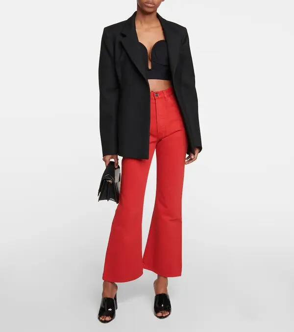 Alaïa High-rise Bootcut Jeans In Rouge