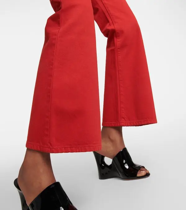 Alaïa High-rise Bootcut Jeans In Rouge
