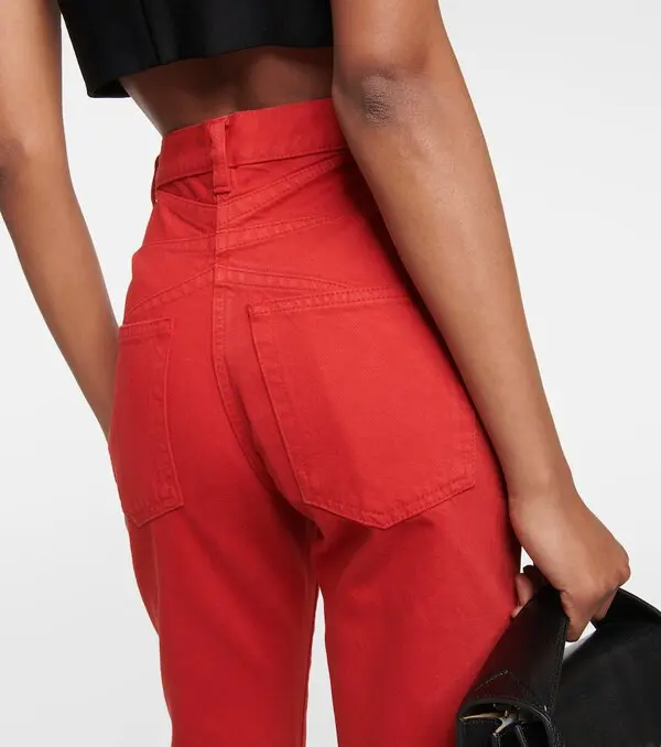 Alaïa High-rise Bootcut Jeans In Rouge
